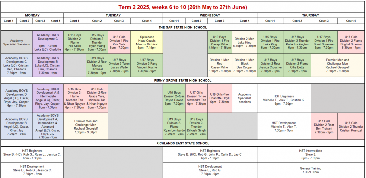 Club Training Schedule :: Dragons Volleyball